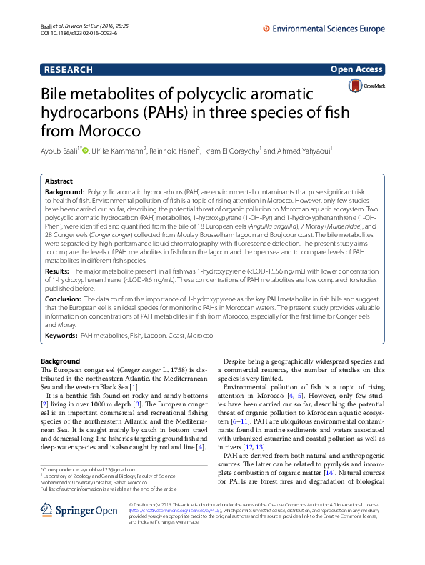 (PDF) Bile metabolites of polycyclic aromatic hydrocarbons (PAHs) in ...