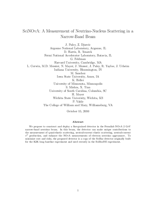 (PDF) SciNOvA: A Measurement of Neutrino-Nucleus Scattering in a Narrow ...