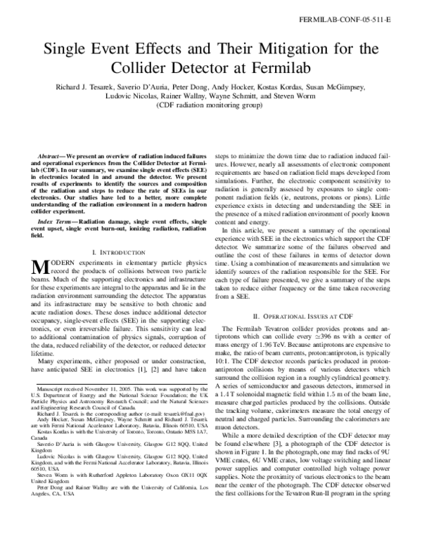 (PDF) Single Event Effects and Their Mitigation for the Collider ...