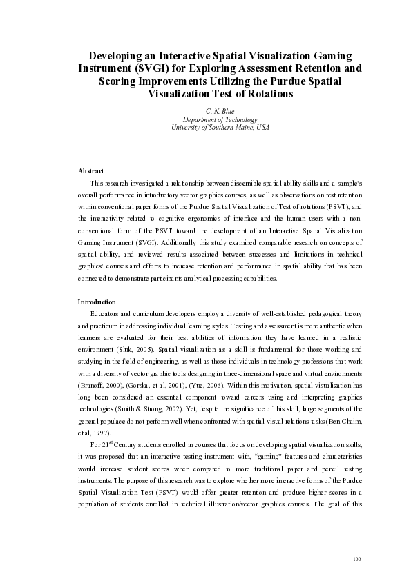 (PDF) Developing an Interactive Spatial Visualization Gaming Instrument (SVGI) for Exploring ...