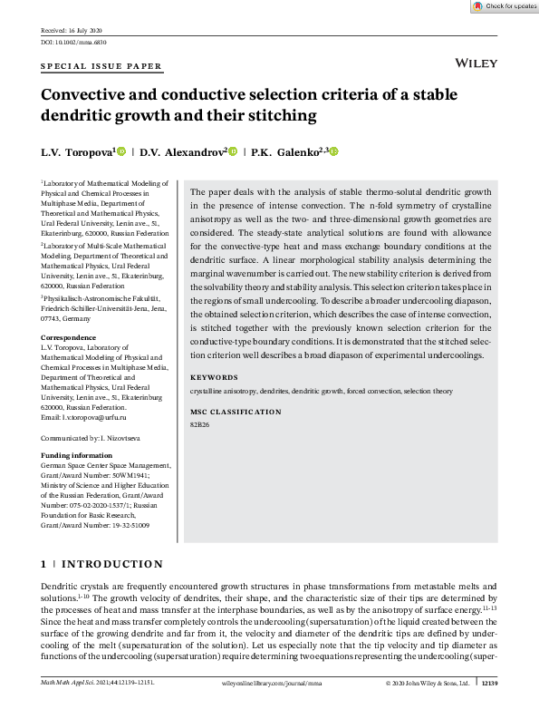 (PDF) Convective and conductive selection criteria of a stable ...