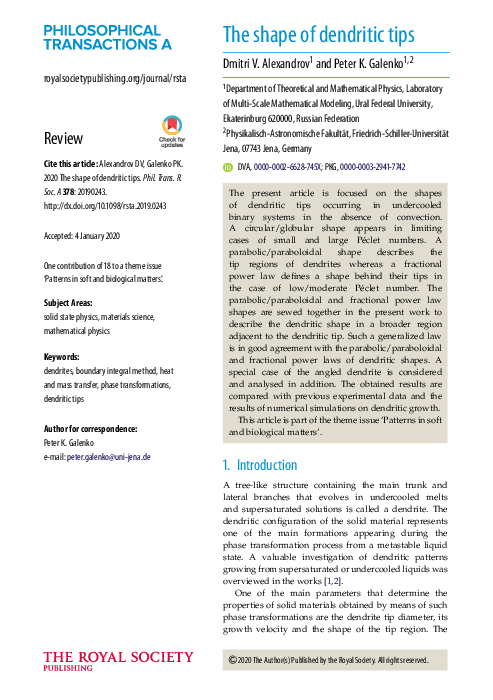 (PDF) The shape of dendritic tips