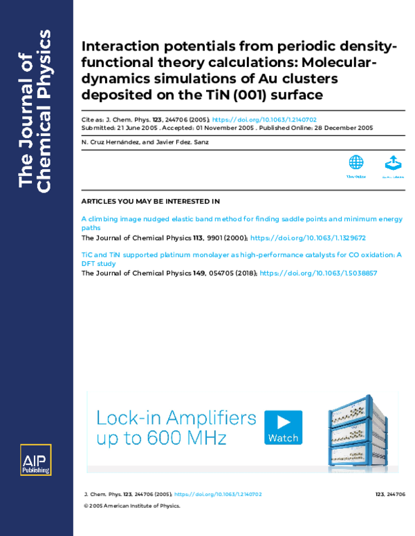 (PDF) Interaction potentials from periodic density-functional theory calculations: Molecular ...
