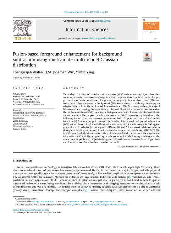 (PDF) Fusion-based foreground enhancement for background subtraction using multivariate multi ...