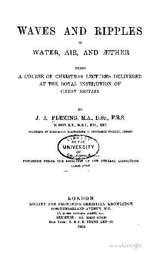 (PDF) Waves and Ripples in Water Air and Aether Fleming 1902 compressed