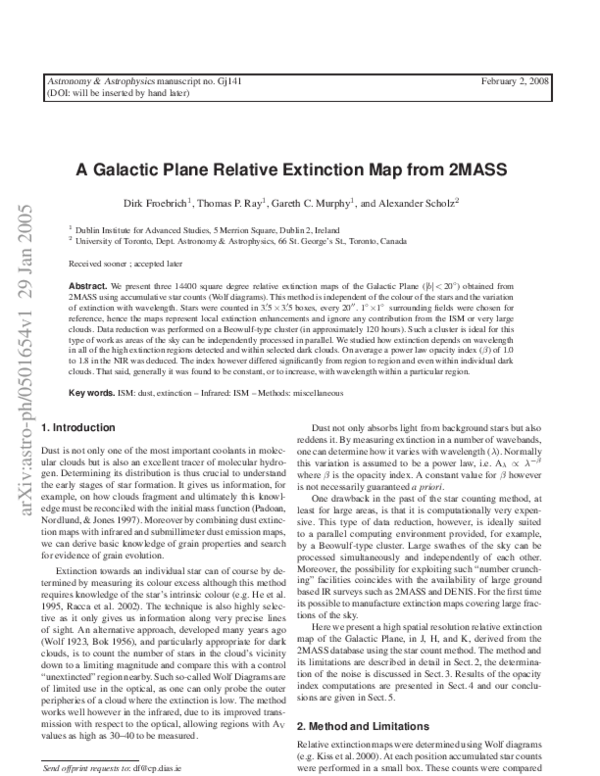(PDF) A Galactic Plane Relative Extinction Map From 2MASS
