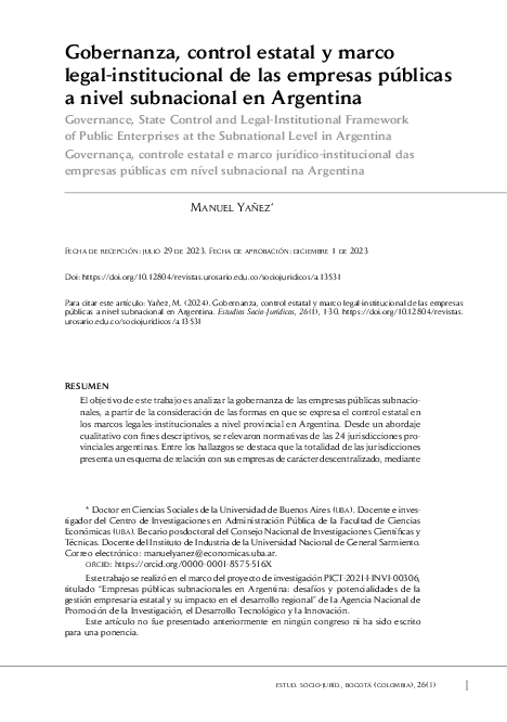 (PDF) Gobernanza, control estatal y marco legal-institucional de las empresas públicas a nivel ...