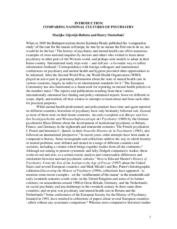 (PDF) Introduction : Comparing National Cultures of Psychiatry
