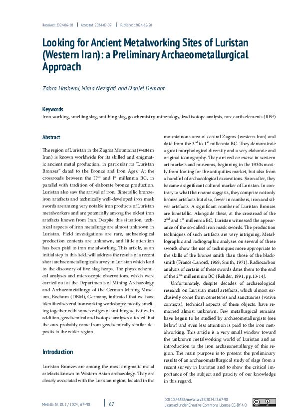 (PDF) Looking for Ancient Metalworking Sites of Luristan (Western Iran ...