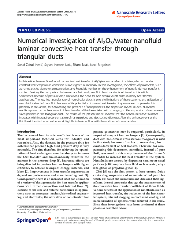 (PDF) Numerical investigation of Al2O3/water nanofluid laminar ...