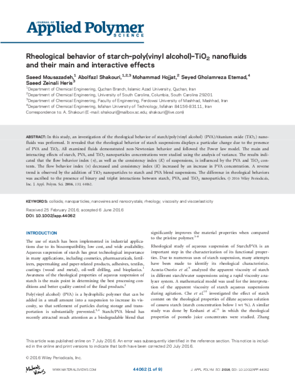 (PDF) Rheological behavior of starch–poly(vinyl alcohol)–TiO2 nanofluids and their main and ...