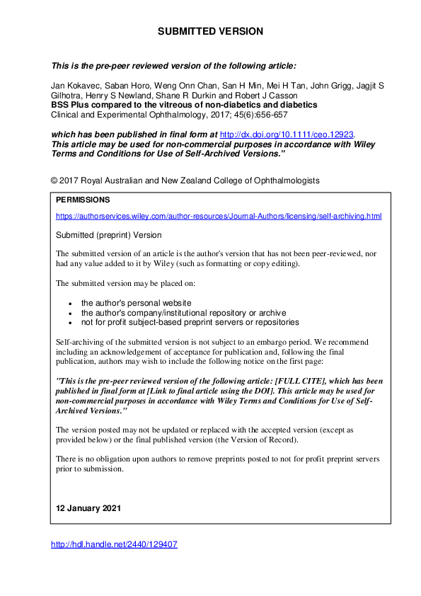 (PDF) BSS Plus compared to the vitreous of non-diabetics and diabetics