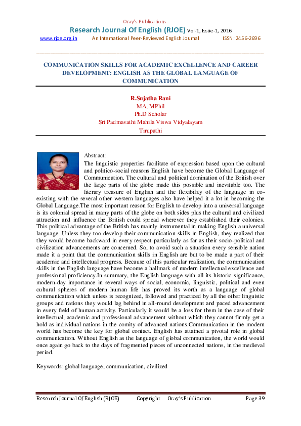 (PDF) Communication Skills for Academic Excellence and Career ...