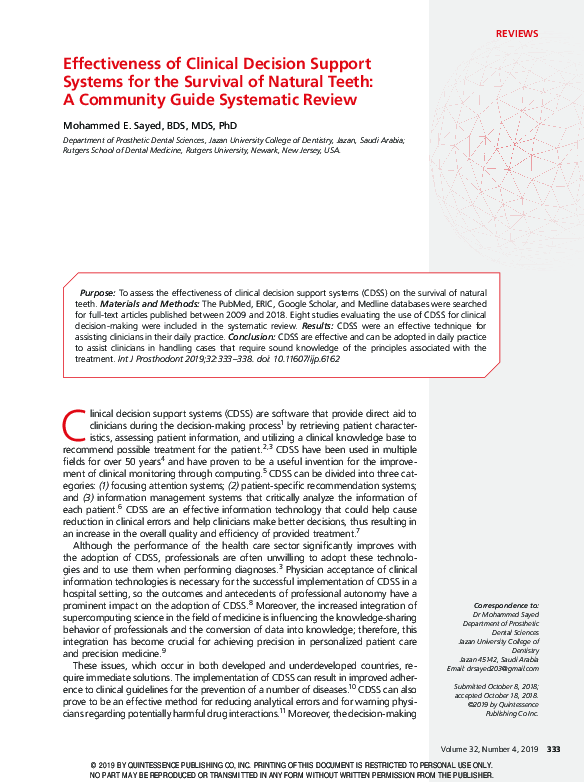 (PDF) Effectiveness of Clinical Decision Support Systems on the Appropriate Use of Imaging for ...