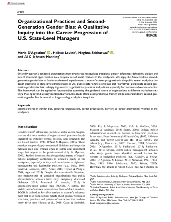 (PDF) Organizational Practices and Second-Generation Gender Bias: A ...
