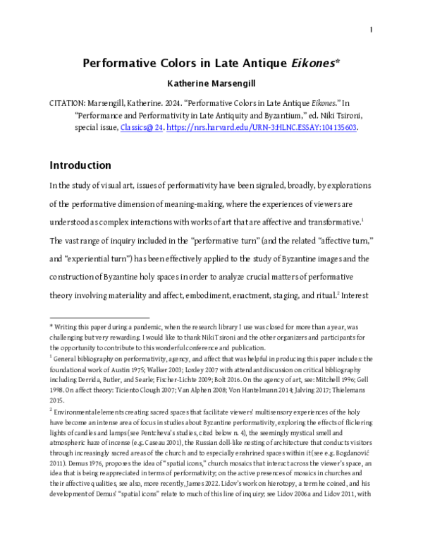 (PDF) Performative Colors in Late Antique Eikones