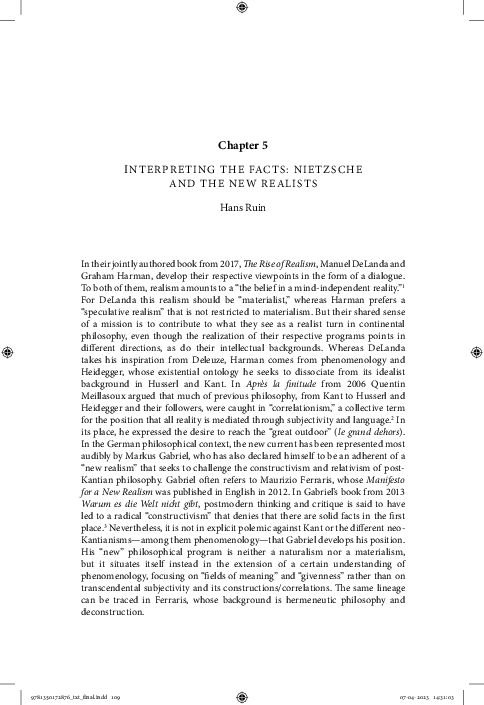 (PDF) “Interpreting the facts: Nietzsche and the new Realists