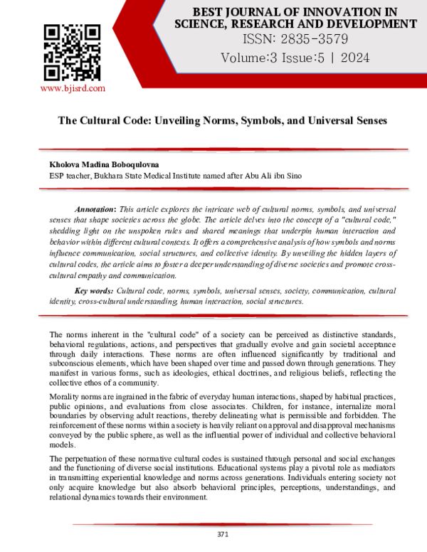 (PDF) The Cultural Code: Unveiling Norms, Symbols, and Universal Senses