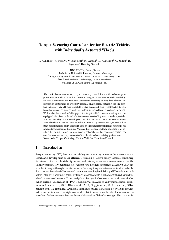(PDF) Torque Vectoring Control on Ice for Electric Vehicles with ...