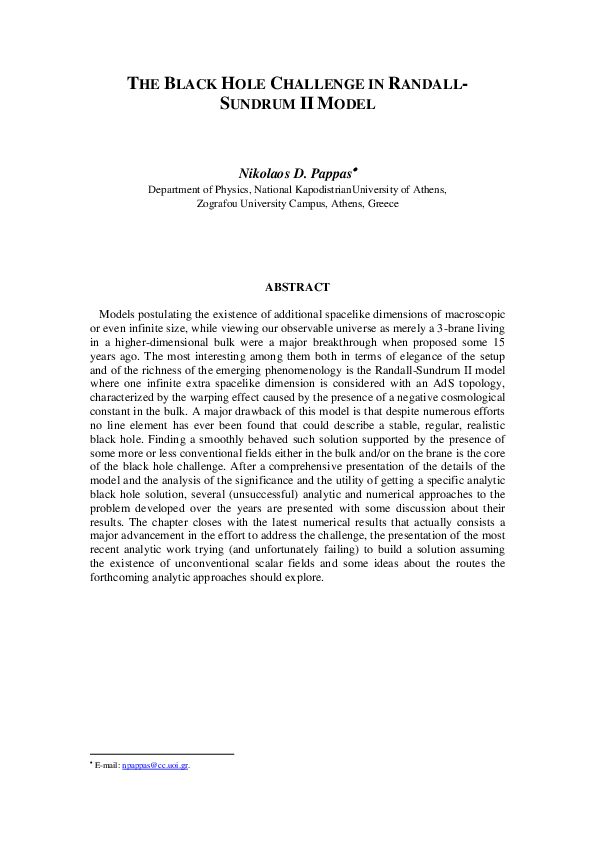 (PDF) The black hole challenge in Randall-Sundrum II model