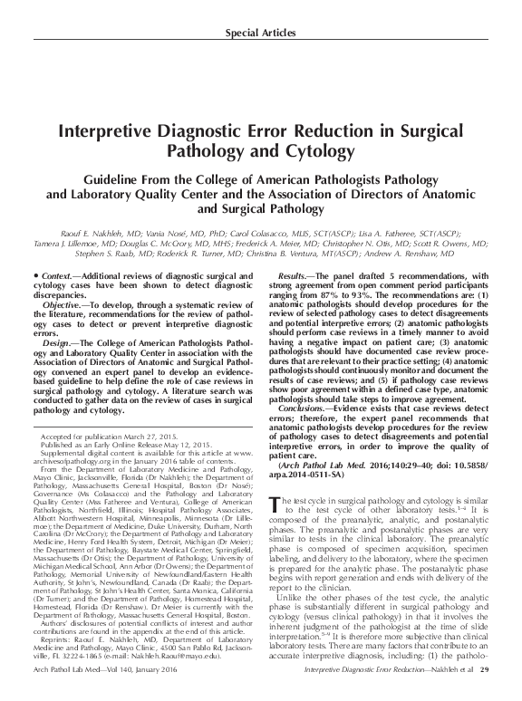 (PDF) Interpretive Diagnostic Error Reduction in Surgical Pathology and ...