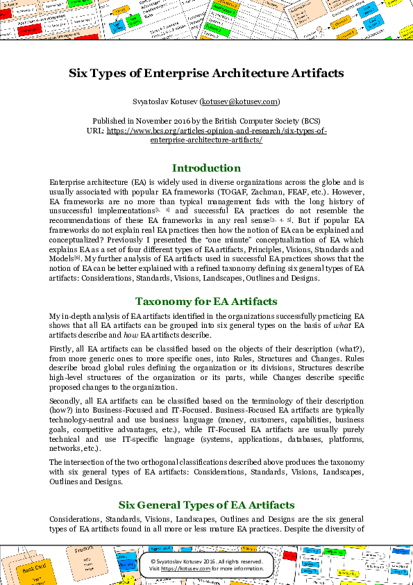 (PDF) Six Types of Enterprise Architecture Artifacts