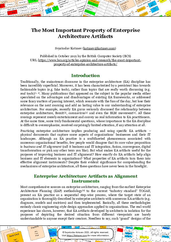 (PDF) The Most Important Property of Enterprise Architecture Artifacts