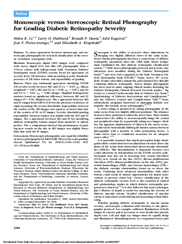 (PDF) Monoscopic versus Stereoscopic Retinal Photography for Grading ...