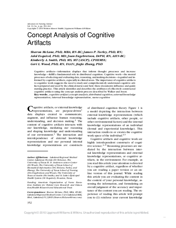 (PDF) Concept Analysis of Cognitive Artifacts
