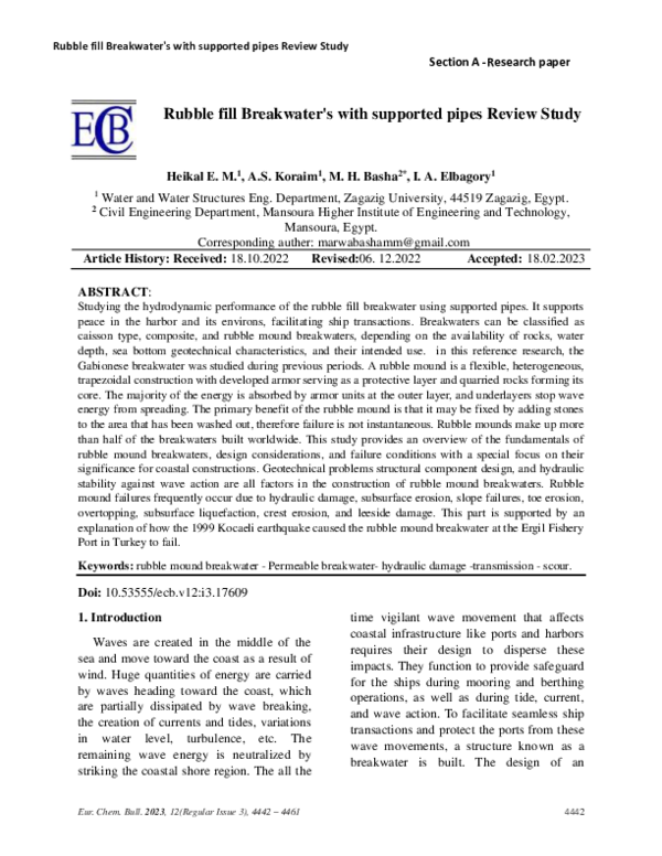 (PDF) Rubble fill Breakwater's with supported pipes Review Study ...