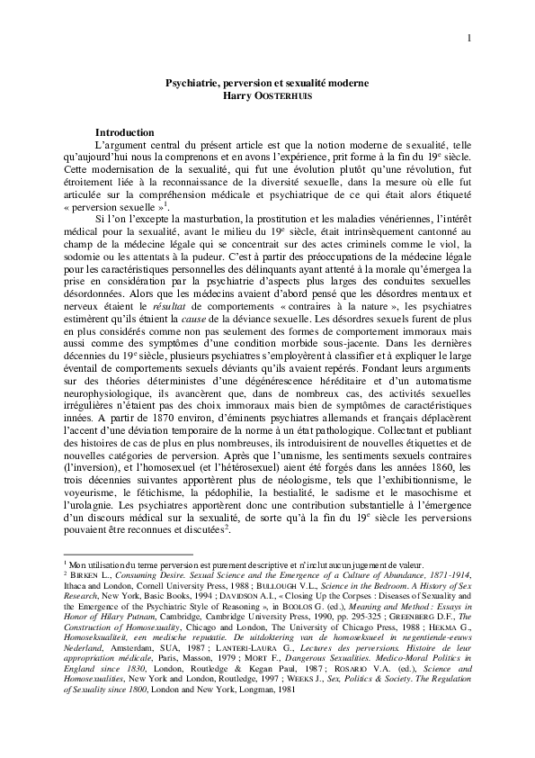 (PDF) Psychiatrie, perversion et sexualité moderne