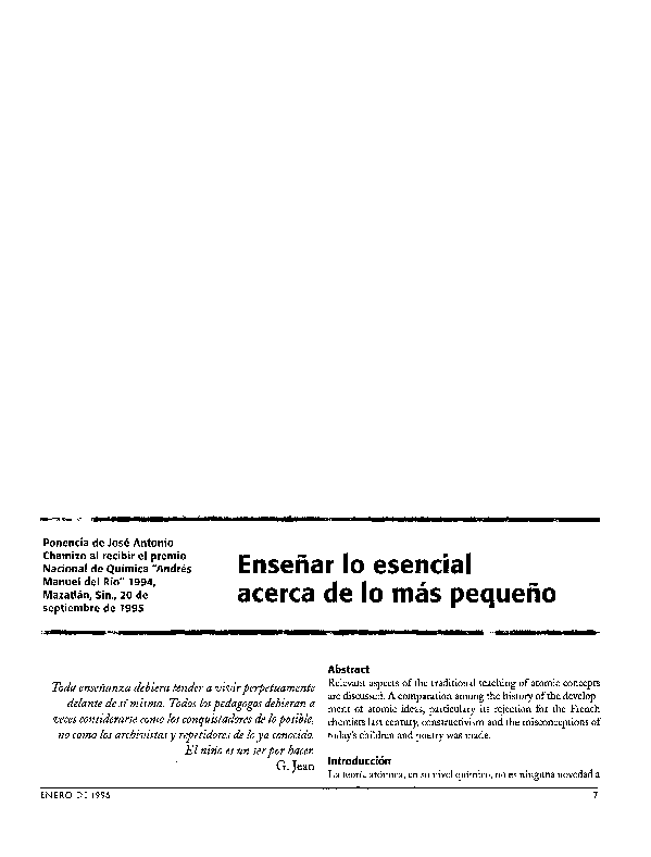 (PDF) Enseñar lo esencial acerca de lo más pequeño