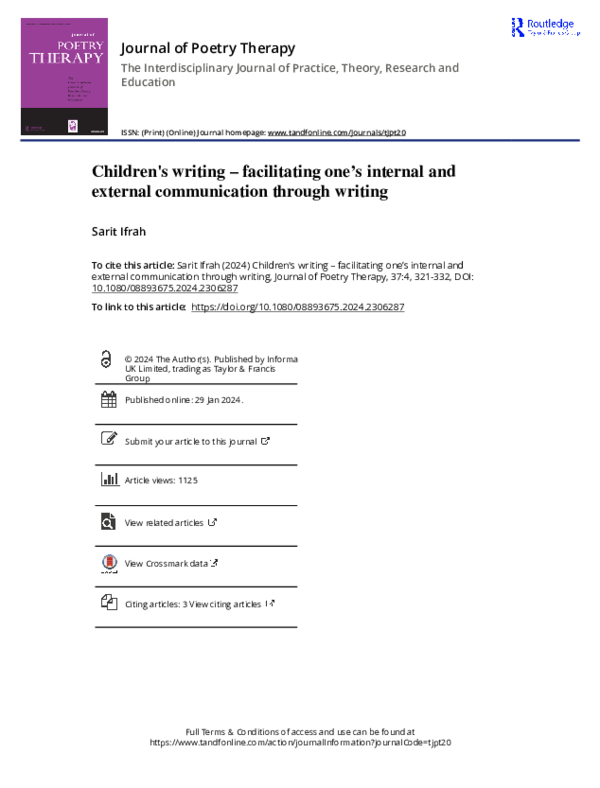 (PDF) Children's writing -facilitating one's internal and external ...