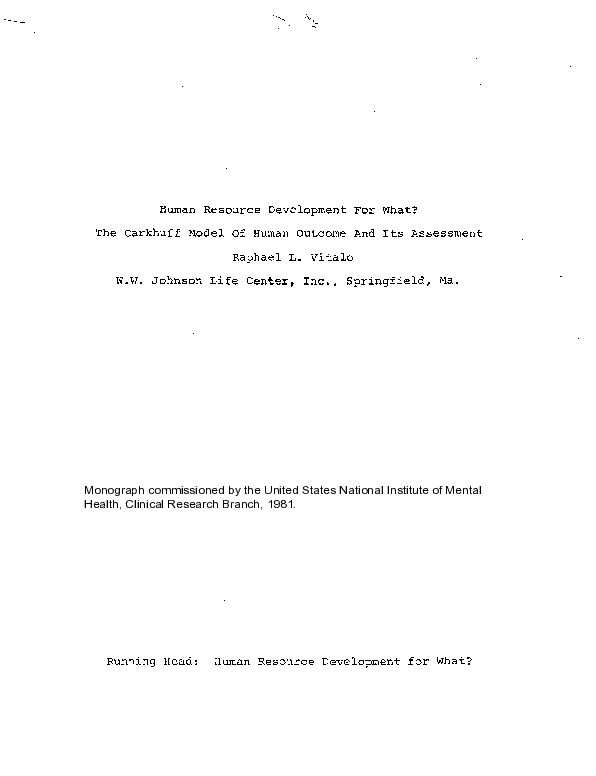 (PDF) Human Resource Development For What? The Carkhuff Model Of Human ...