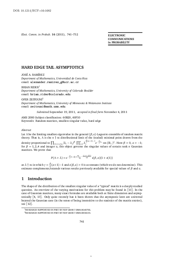 (PDF) Hard edge tail asymptotics