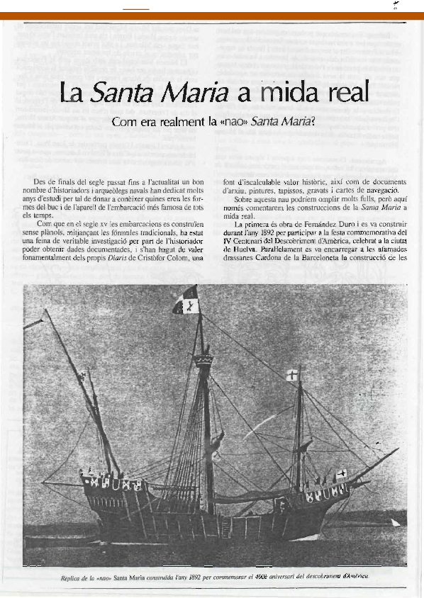 (PDF) La Santa Maria a mida real. Com era realment la "nao" Santa Maria?