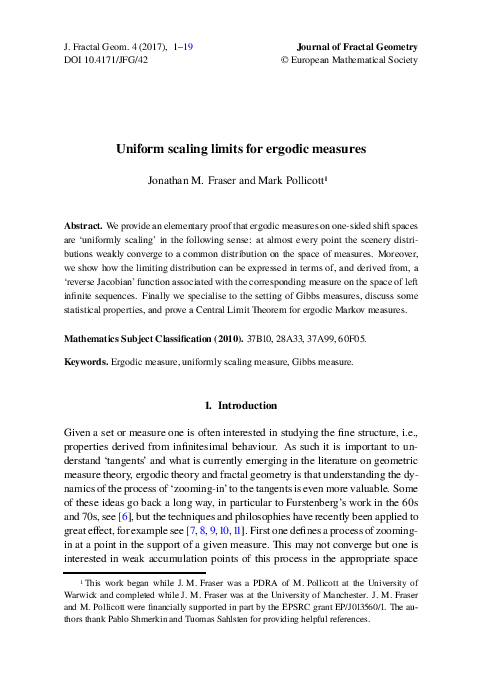 (PDF) Uniform scaling limits for ergodic measures