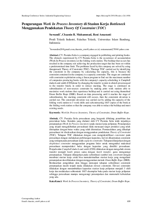 (PDF) Pengurangan Work In Process Inventory di Stasiun Kerja Bottleneck ...