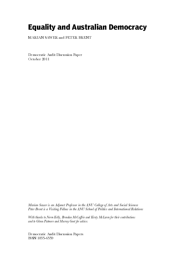 (PDF) Equality and Australian Democracy