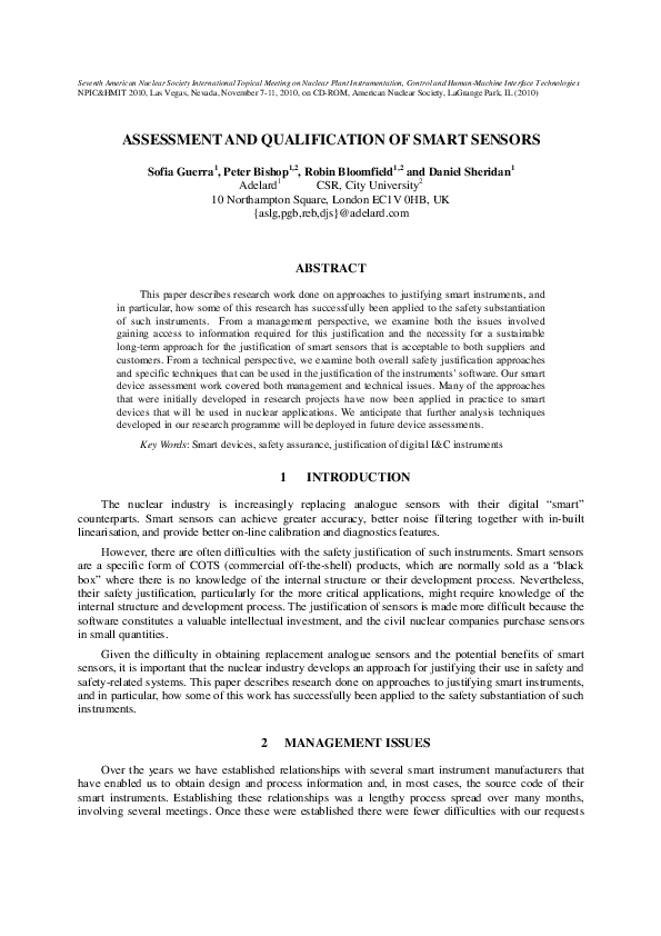 (PDF) Assessment and Qualification of Smart Sensors