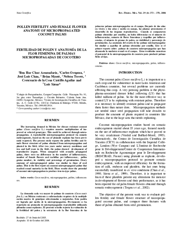 (PDF) Pollen Fertility and Female Flower Anatomy of Micropropagated ...