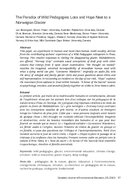 (PDF) The Paradox of Wild Pedagogies: Loss and Hope Next to a Norwegian ...