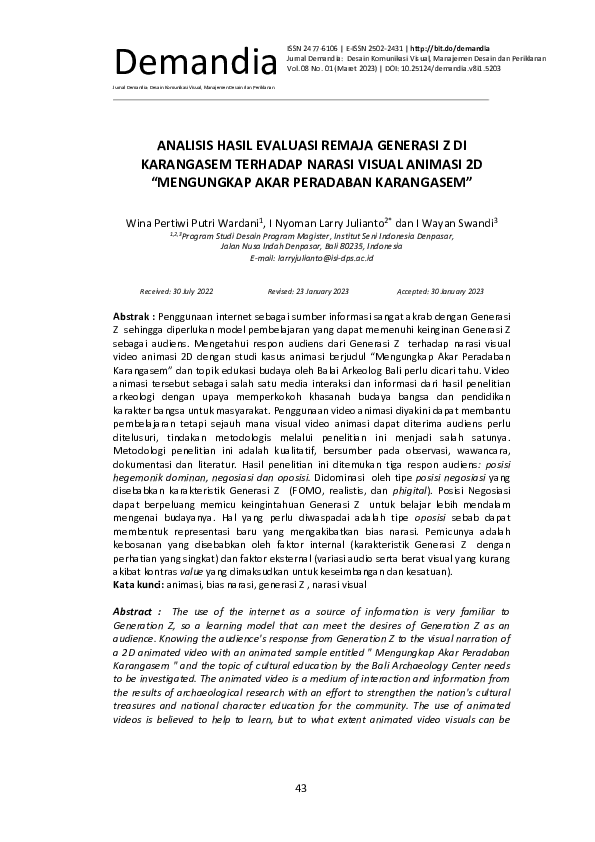 (PDF) Analisis Hasil Evaluasi Remaja Generasi Z DI Karangasem Terhadap ...