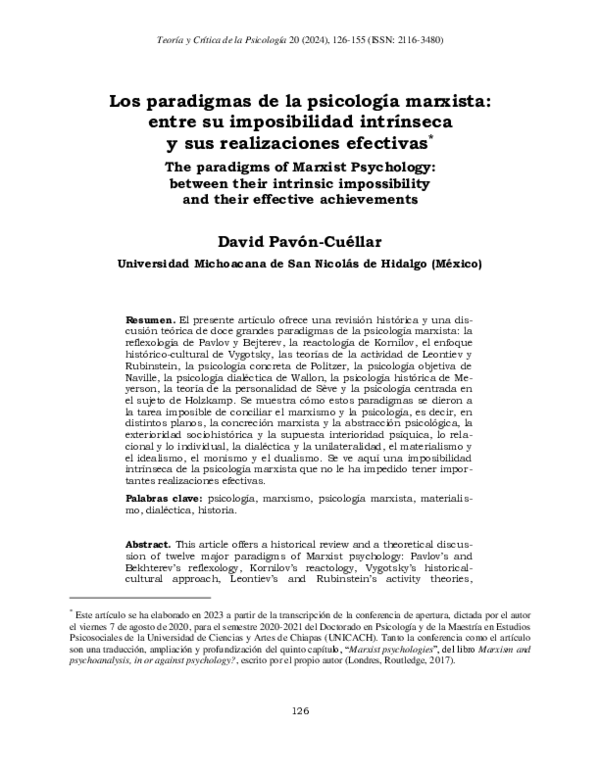 (PDF) Los paradigmas de la psicología marxista: entre su imposibilidad ...
