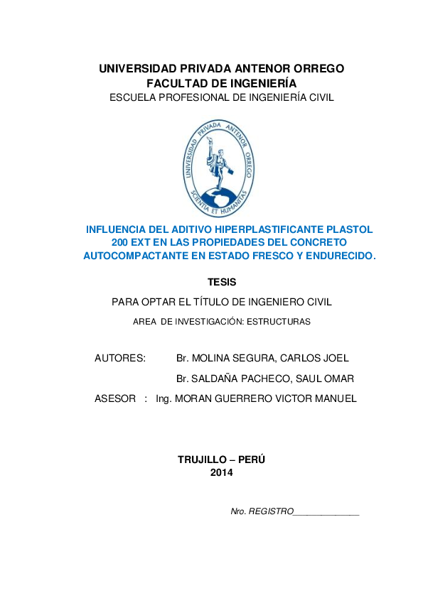 (PDF) Influencia del aditivo hiperplastificante plastol 200 ext en las ...