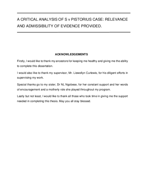 (PDF) A CRITICAL ANALYSIS OF S v PISTORIUS CASE: RELEVANCE AND ...
