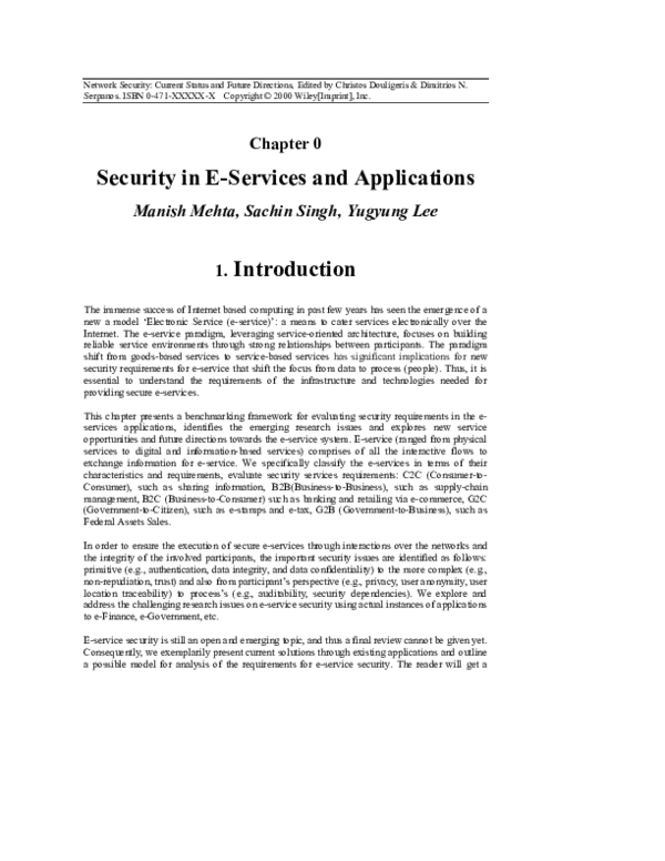 (PDF) Security in E-Services and Applications