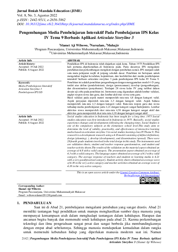 (PDF) Pengembangan Media Pembelajaran Interaktif Pada Pembelajaran Ips Kelas IV Tema 9 Berbasis ...