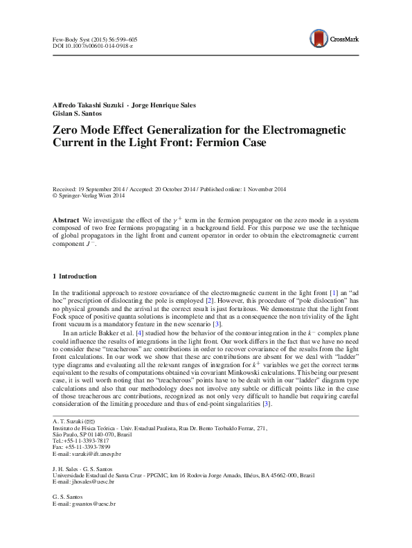 (PDF) Zero Mode Effect Generalization for the Electromagnetic Current ...