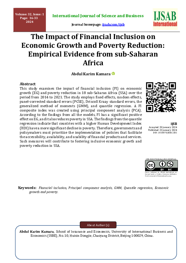 (PDF) The Impact of Financial Inclusion on Economic Growth and Poverty ...